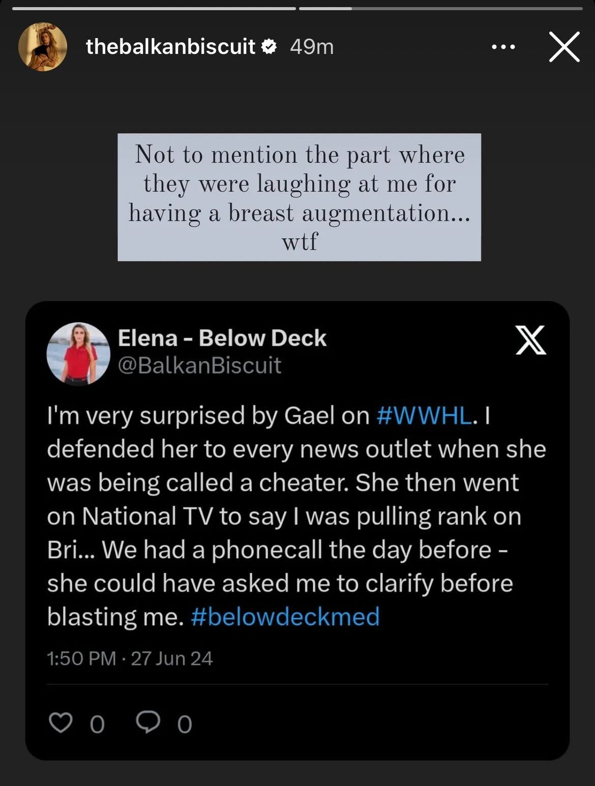 Elena Dubaich Shocked by Gael Cameron’s WWHL Appearance