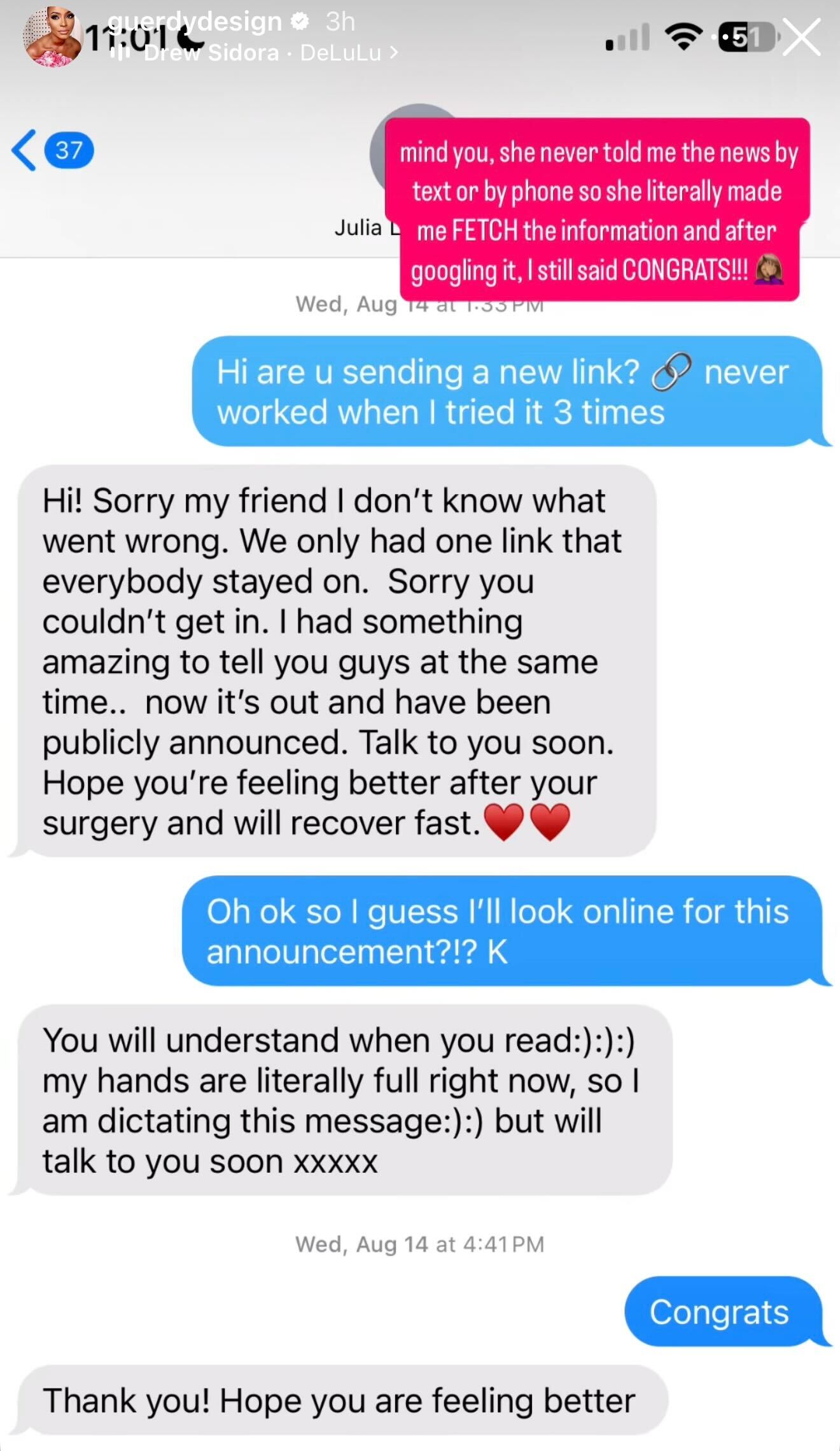 Guerdy Abraira Releases Julia Lemigova Texts - Reality Tea