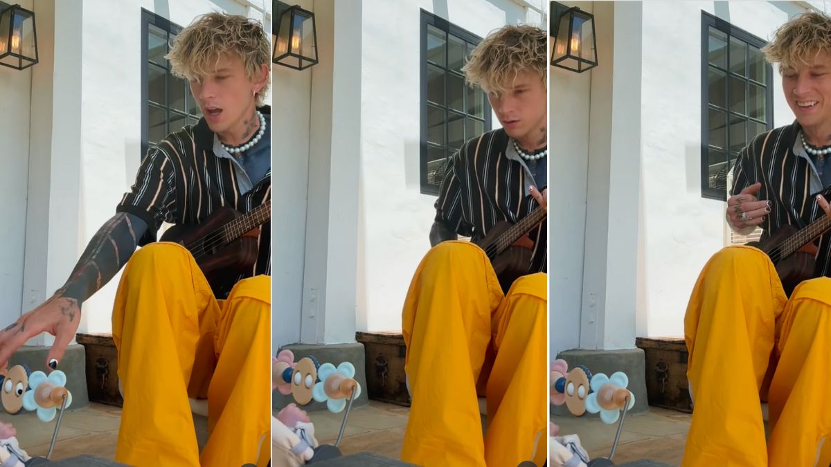 Video: MGK & Megan Fox’s Baby Coos As He Plays a Guitar Tune - Reality Tea
