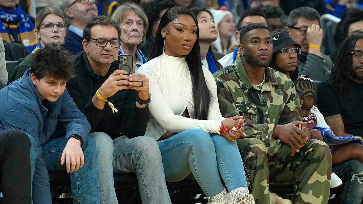Megan Thee Stallion's High-Slit Top Steals Courtyard Spotlight ...