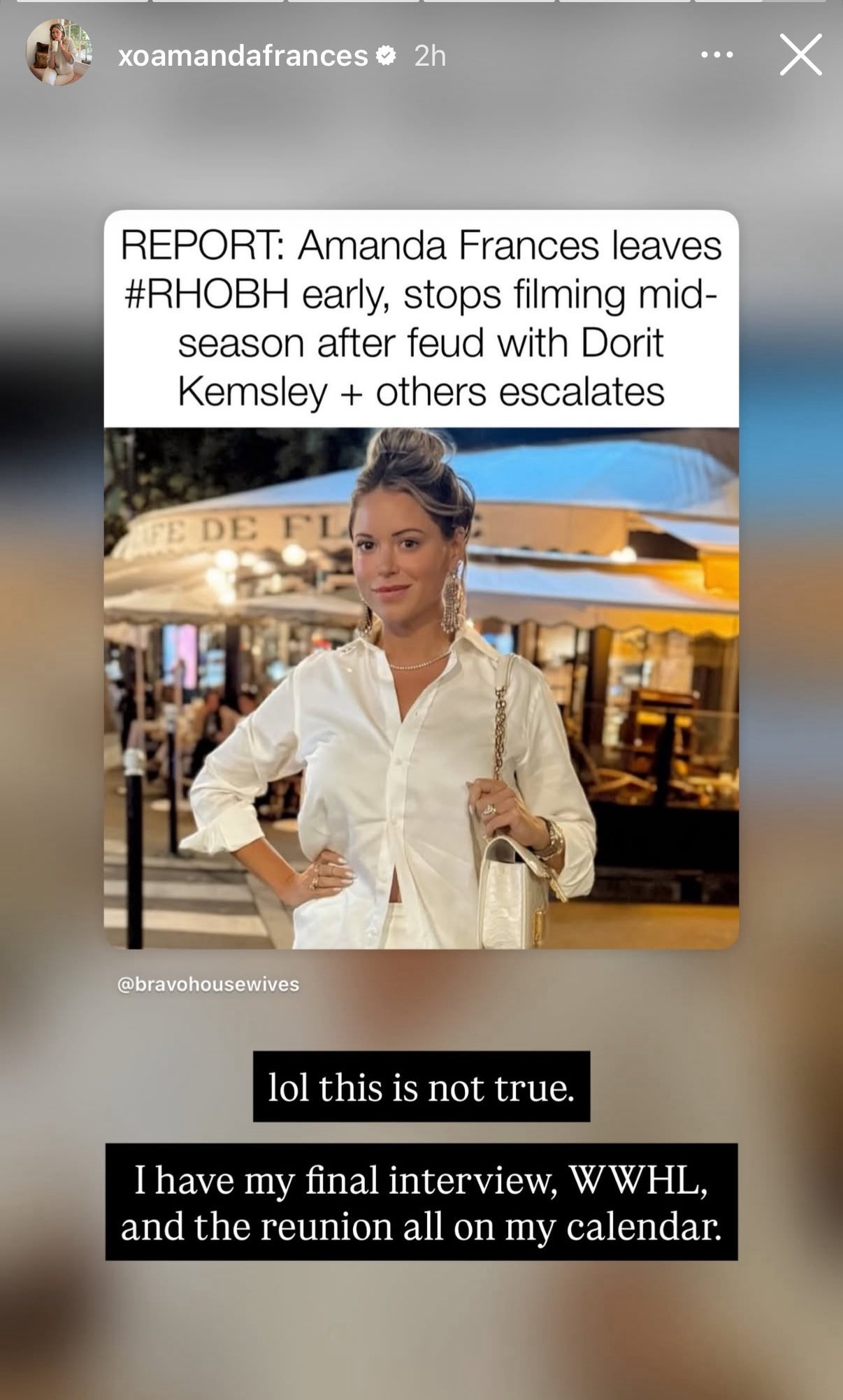 Amanda Frances Responds to Rumor She ‘Leaves RHOBH Early' - Reality Tea