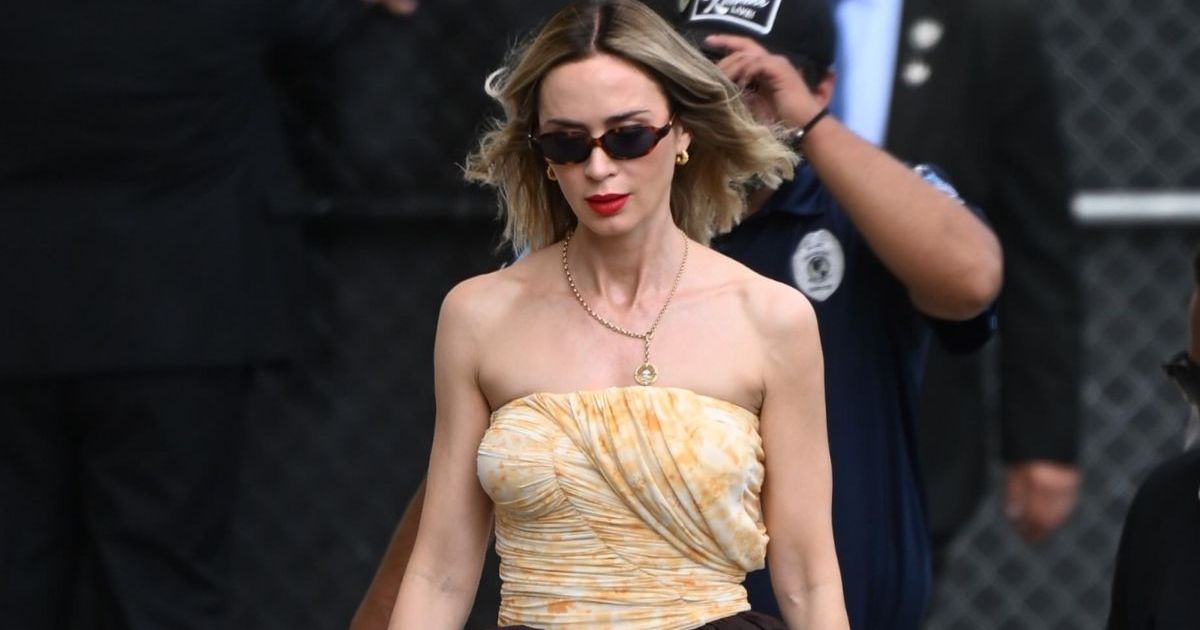 Emily Blunt's Magda Butrym Dress Has a Dangerously High Back Slit ...